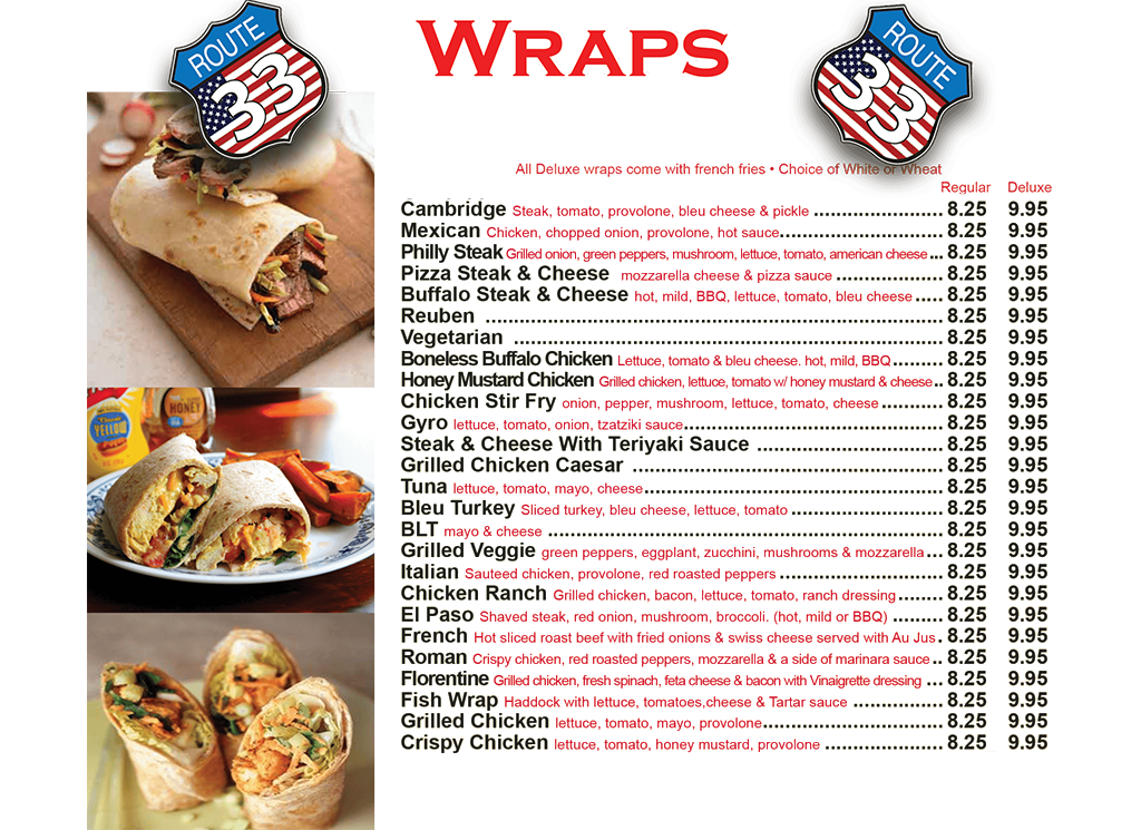 Wraps – Route33 Pizza House